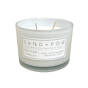 Sand + Fog Scented Candle - Tahitian Vanilla – Additional Scents and Sizes – 100% Cotton Lead-Free Wick - Luxury Air Freshening Jar Candles - Perfect Home Decor – 12oz