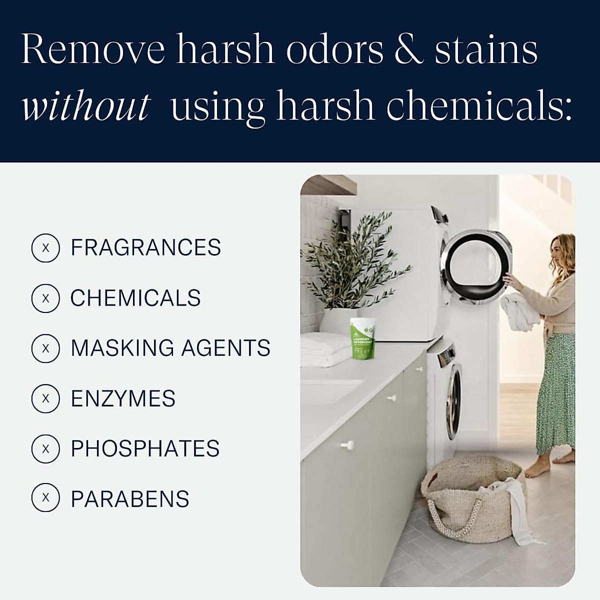 EnviroKlenz Unscented Powder Laundry Detergent, 20 Loads | Removes Odors and Stains | Hypoallergenic and Gentle on Skin | Non-Toxic & Fragrance-Free | Patented Odor Fighting Technology