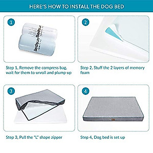 Bedsure Large Orthopedic Dog Bed for Large Dogs - Memory Foam Dog Beds, 2-Layer Thick Pet Bed with Removable Washable Cover and Waterproof Lining (36x27x3.5 Inches), Dog Mattress, Grey