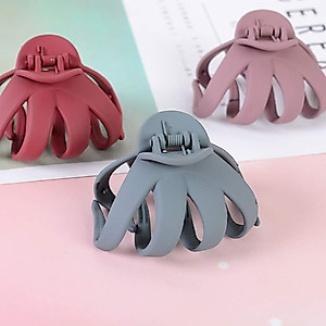 UTENEW Set of 6 Medium Hair Claw Clips No-Slip Grip Octopus Jaw Clips Matte Thick Hair Clips, Women Girl Daily Hairstyle Accessories