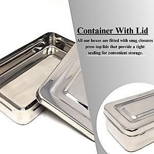 Sewing Organizer for Embroidery and Crafting Supplies Hinged Lid Tin Multipurpose Empty Box Container Silver Stainless Steel Storage For Small Items & Threads (10"L x 6"W x 2"H)