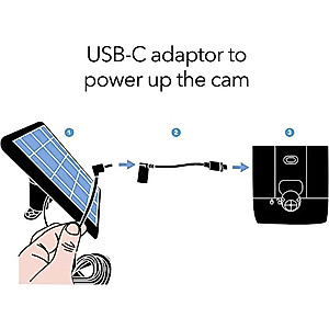 Wasserstein Solar Panel Compatible with Ring Spotlight Cam Plus/Pro/Battery, and Ring Stick Up Cam Battery - Includes Barrel Plug with USB C Adapter - 2W 5V Charging (2 Pack, Black)