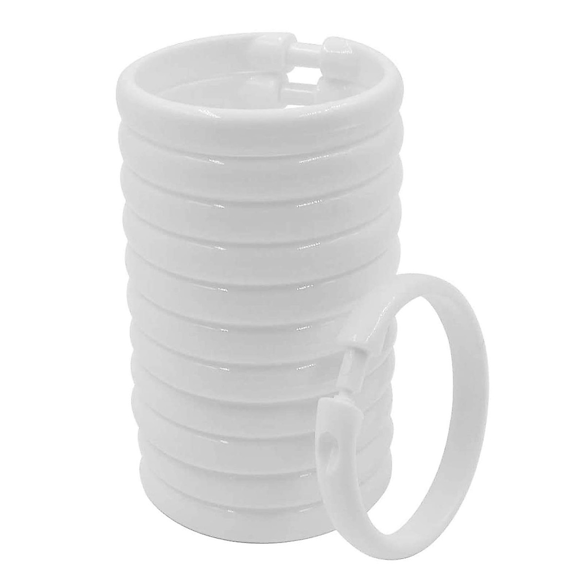 White Shower Curtain Hooks Rings, 12pcs Plastic Rust Proof Shower Curtain Hooks, Round Curtain O Rings Hook Hanger for Bathroom Shower Window Rod