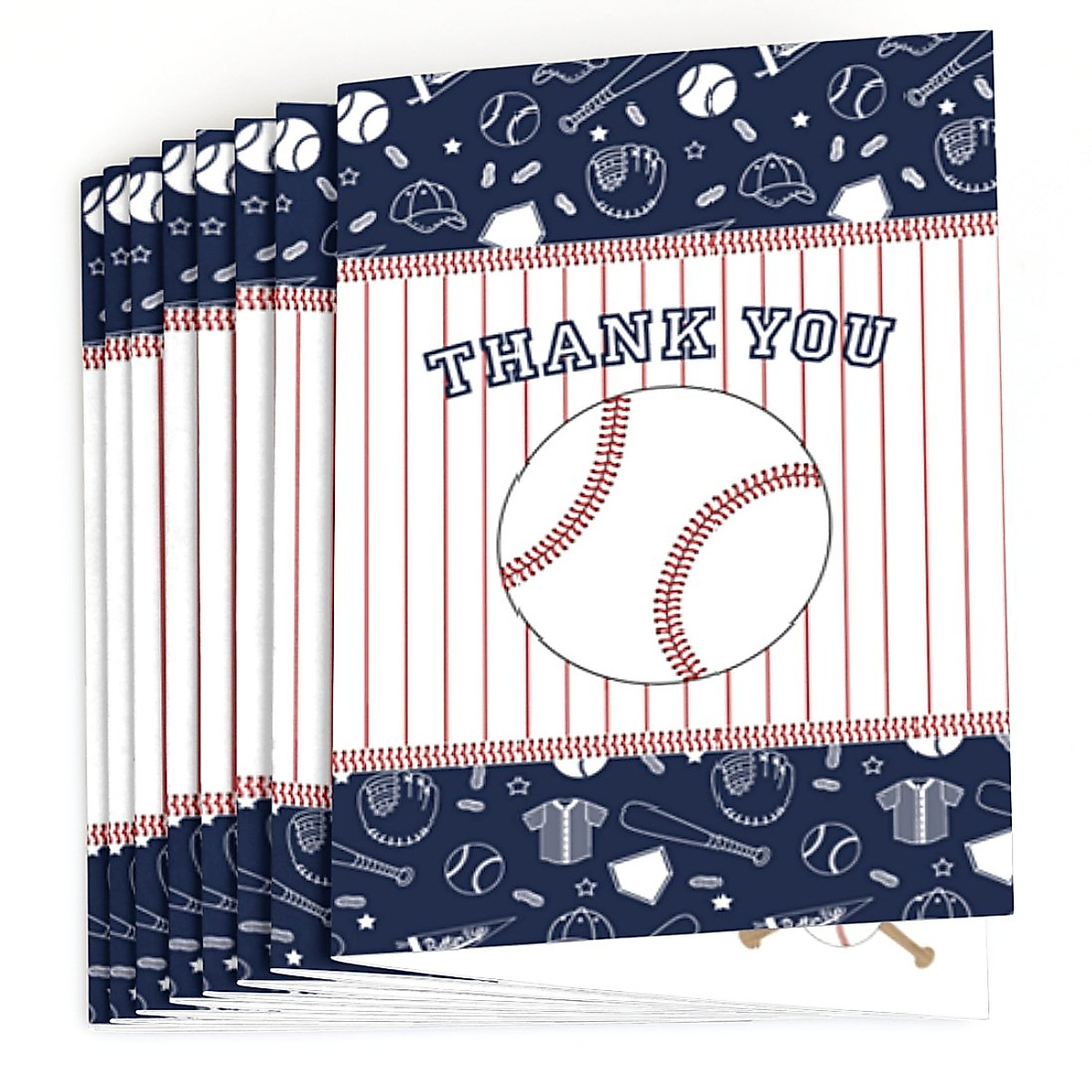 Big Dot of Happiness Batter Up - Baseball - Baby Shower or Birthday Party Thank You Cards (8 count)