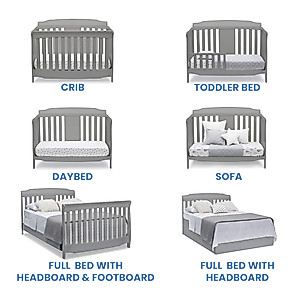 Delta Children Westminster 6-in-1 Convertible Baby Crib, Grey + Serta Perfect Slumber Dual Sided Recycled Fiber Core Crib and Toddler Mattress (Bundle)