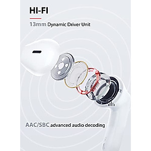 XIAODU Smart Wireless Earbuds, Voice Note Lightweight Headphone, with 13mm Dynamic Driver Unit and Type-C Charging Case, Mic, Sweat Proof, in-Ear Stereo Earphones for Sports