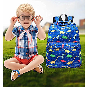 CAMTOP Preschool Backpack for Kids Boys Toddler Backpack Kindergarten School Bookbags (Cute Dinosaur-Dark Blue)
