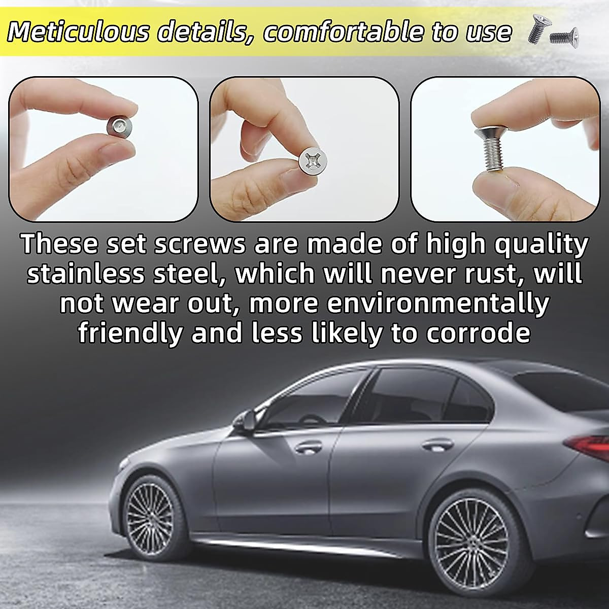 Kewucn 4 PCS Stainless Steel Brake Disc Rotor Screws for Front and Rear, OEM 93600-06014-0H Replacement Accessories, Retaining Screws Set for K3, City, Civic, Accord, Odyssey