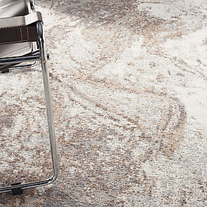 Nourison Elation Abstract Ivory Grey 9' x 12' Area -rug, Easy -cleaning, Non Shedding, Bed Room, Living Room, Dining Room, Kitchen (9x12)