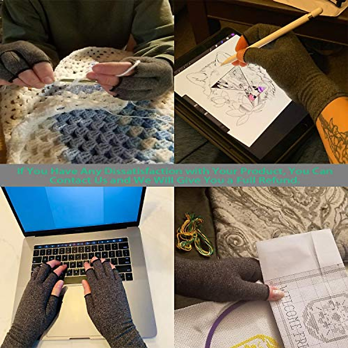 DRNAIETY 2 Pairs Arthritis Compression Gloves, for Hand Arthritis, Rheumatoid, Osteoarthritis, Carpal Tunnel Pain, Compression Gloves for Arthritis for Women & Men, Anti-Slip Glue dot Gloves for Work