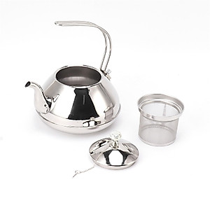 Stainless Steel Tea Kettle,Countertop Tea Kettle,Food Grade Stainless Steel,Large Capacity Tea Kettle with Strainer for Stovetop,Tea Kettle for Gas,Induction,Electric Stoves(Silver)
