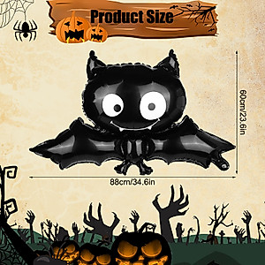 5PCS Bat Foil Balloons, Black Large Bat Balloons Reusable Foil Balloons Halloween Balloons Decorations Props for Halloween Birthday Party Supplies Home Decor