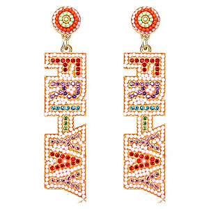 Teacher Earrings for Women Beaded Dangle Earrings Colorful Rhinestone Back To School Teacher Dangle Earrings Teacher Appreciation Gifts (FRI-YAY)