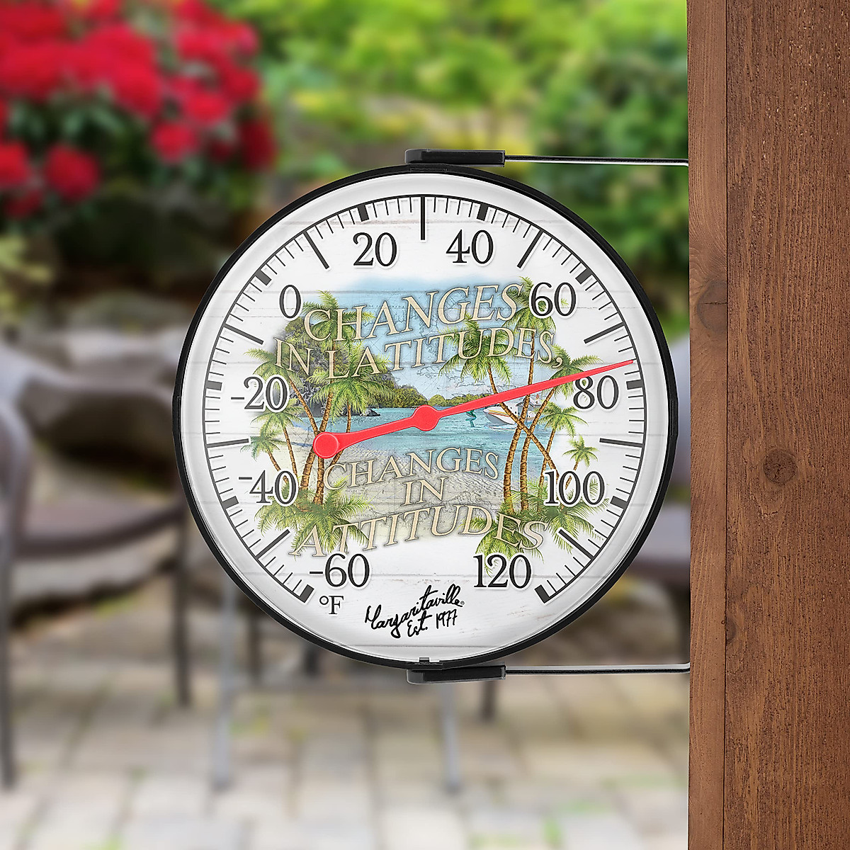 La Crosse 104-20747MV-INT Changes in Latitudes, Changes in Attitudes Margaritaville 5 Inch Bracket Dial Thermometer, White