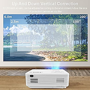 5G WiFi Bluetooth Projector Portable Video-Projector with 6000 Lumens 50000 Hours 1080P with TV Stick Smartphone HDMI USB AV, for Home Cinema & Outdoor Movies