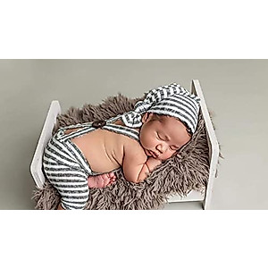 Giggle Angel Newborn Photography Props Set Baby Boy Picture Outfits Newborn Boy Overalls Photo Studio Shoot Clothes Boy Costume Hat (Grey)