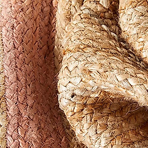 Well Woven Larkspur Border Pattern Contemporary Blush & Natural Color Hand-Braided Basket Weave Jute 5' X 7'6" Area Rug