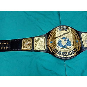 BIG EAGLE Block Logo Championship Wrestling Belt Real Leather Adult Size Belt (2MM BRASS),Multi & Black