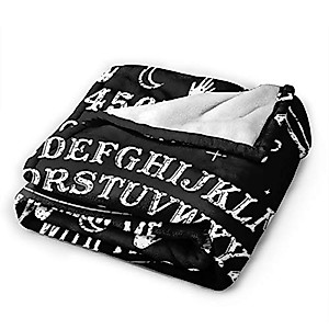 Cozy Soft Easter Blanket Flannel Fleece Spring Throw Blanket for Kid with 3D Print for Couch Bed Sofa Great Travel Campping Blanket Vintage Skeleton Magic Ouija Board Black (50" x40)