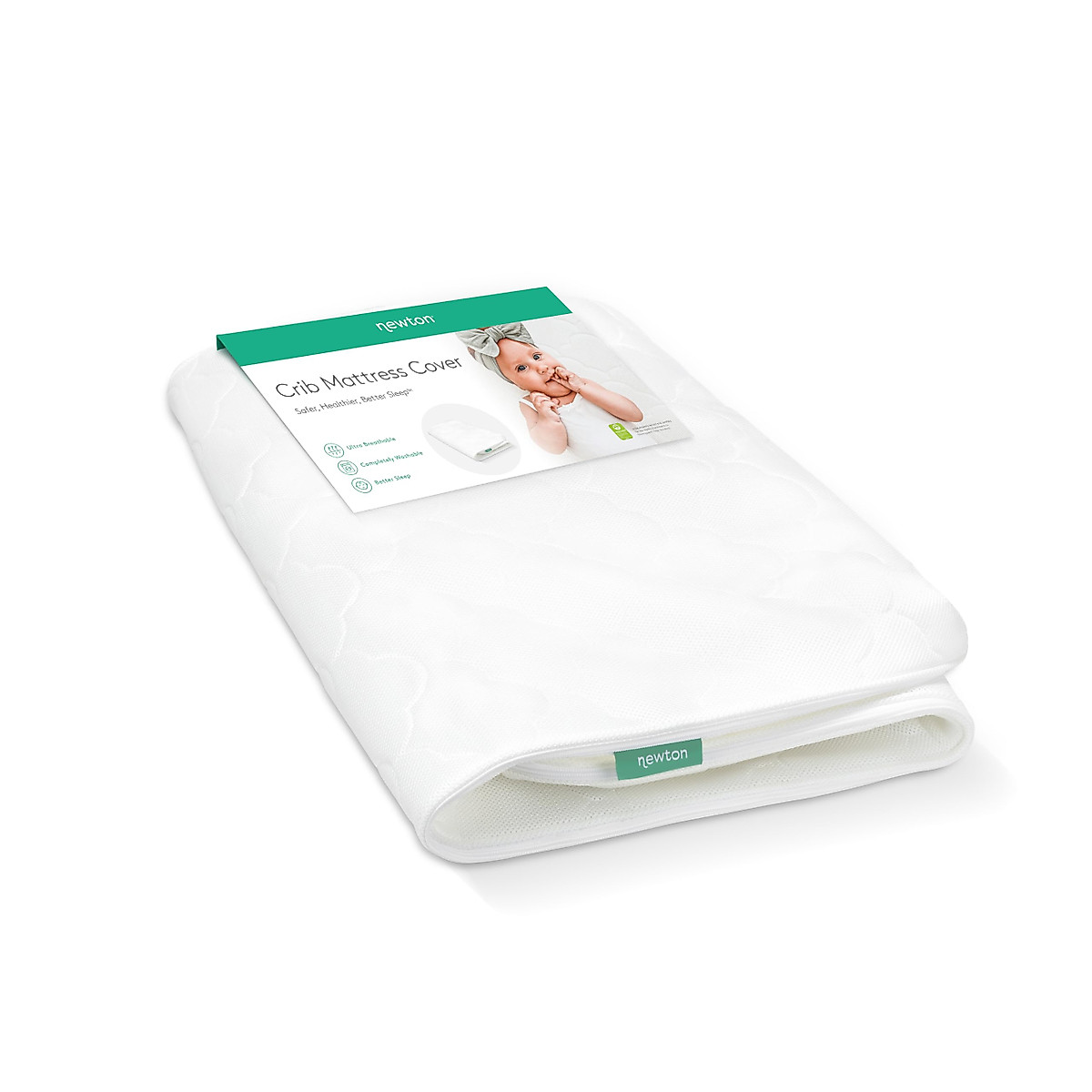 Newton Baby Original Extra Cover | Ultra-Breathable, Reduced Suffocation Risk, Safe, Machine Washable, Non-Toxic, Rest Easy, Fits Original, Waterproof Newton Crib Mattress - Cloud White (Cover ONLY)