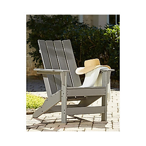 Signature Design by Ashley Visola Outdoor Patio HDPE Weather Resistant Adirondack Chair, Gray