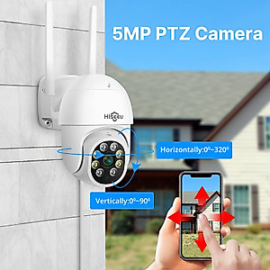 Hiseeu Security Cameras Wireless Outdoor System 5MP PTZ&Bullet Cameras IP66 Waterproof -Night Vision Motion Alert with 1TB Storage WiFi Security Camera No Monthly Fees