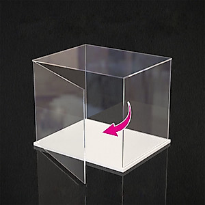 MECC Openable Clear Acrylic Display Case-Assemble Countertop Box with White Base for Display-Clear Display Box,Dustproof Protection Showcase for Figures Toys Collectibles (16x12x10inch/40x30x25cm#)