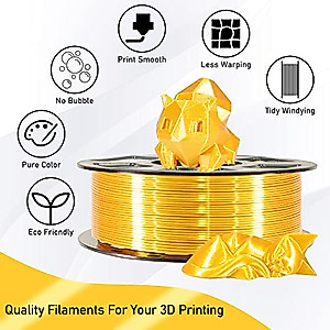 OEM MIKA3D 1KG Silk Metalic Shiny Gold PLA 3D Printer Filament, Widely Support for Most 3D Printing Printer, 2.2lbs 1KG 1.75mm 3D Printing Silk PLA Material