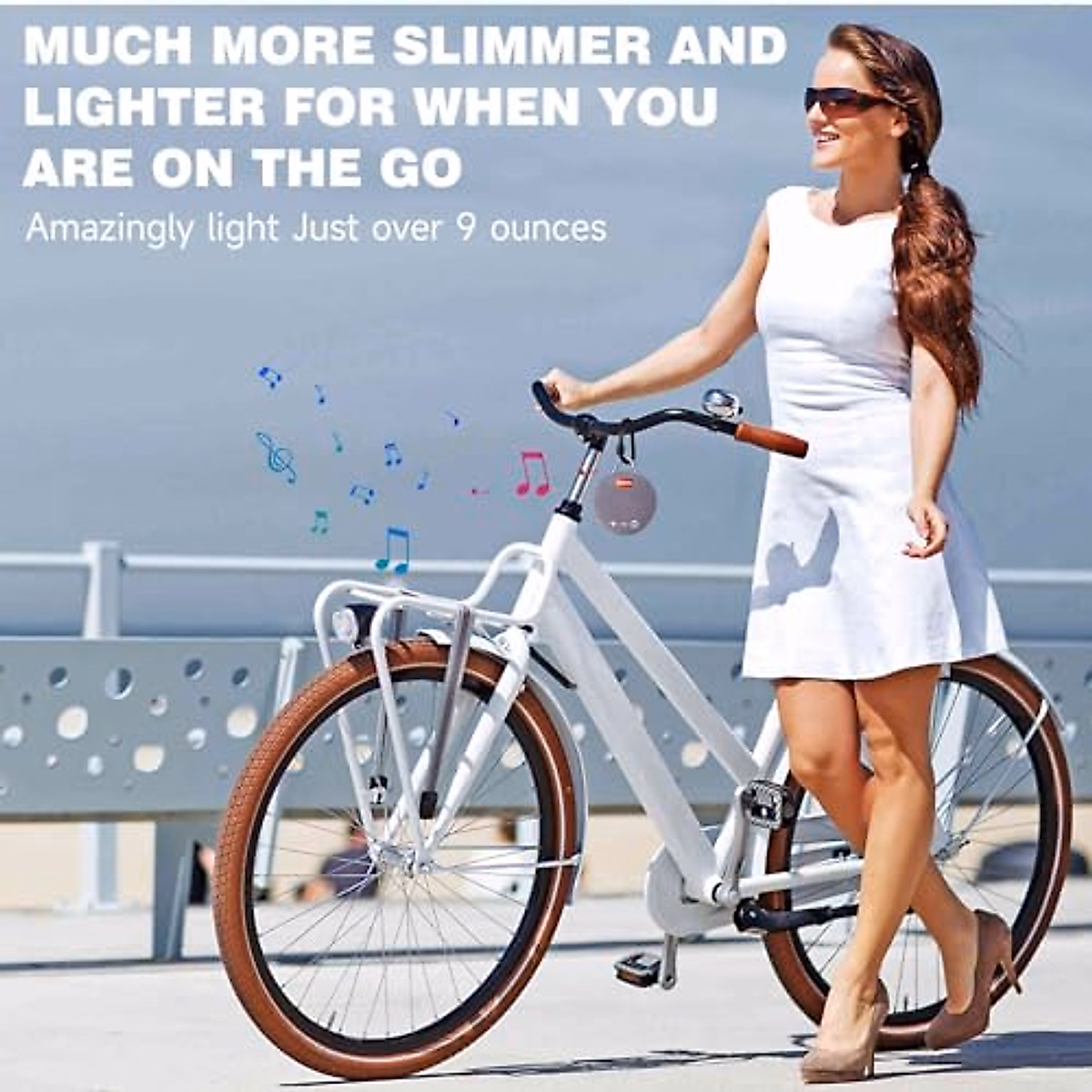 UrbanX Audience Series IPX7 Bluetooth Waterproof Speaker with Clip, Compact Speaker with Big Sound, Punchy Bass, Wireless for Redmi Note 11T Pro+ & Beach, Pool, Boat, Biking Purple 2 Pack