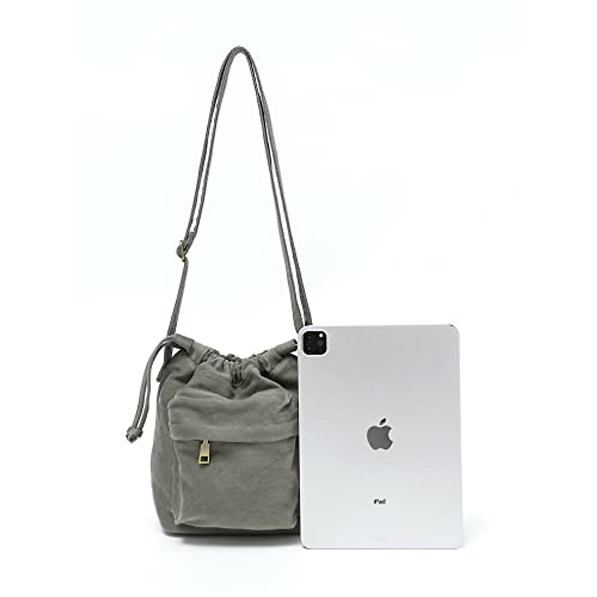 Jeelow Small Canvas Tote Handbag Mini Crossbody Cellphone Bag Purses With Adjustable Strap & Zipper (Small Grey)