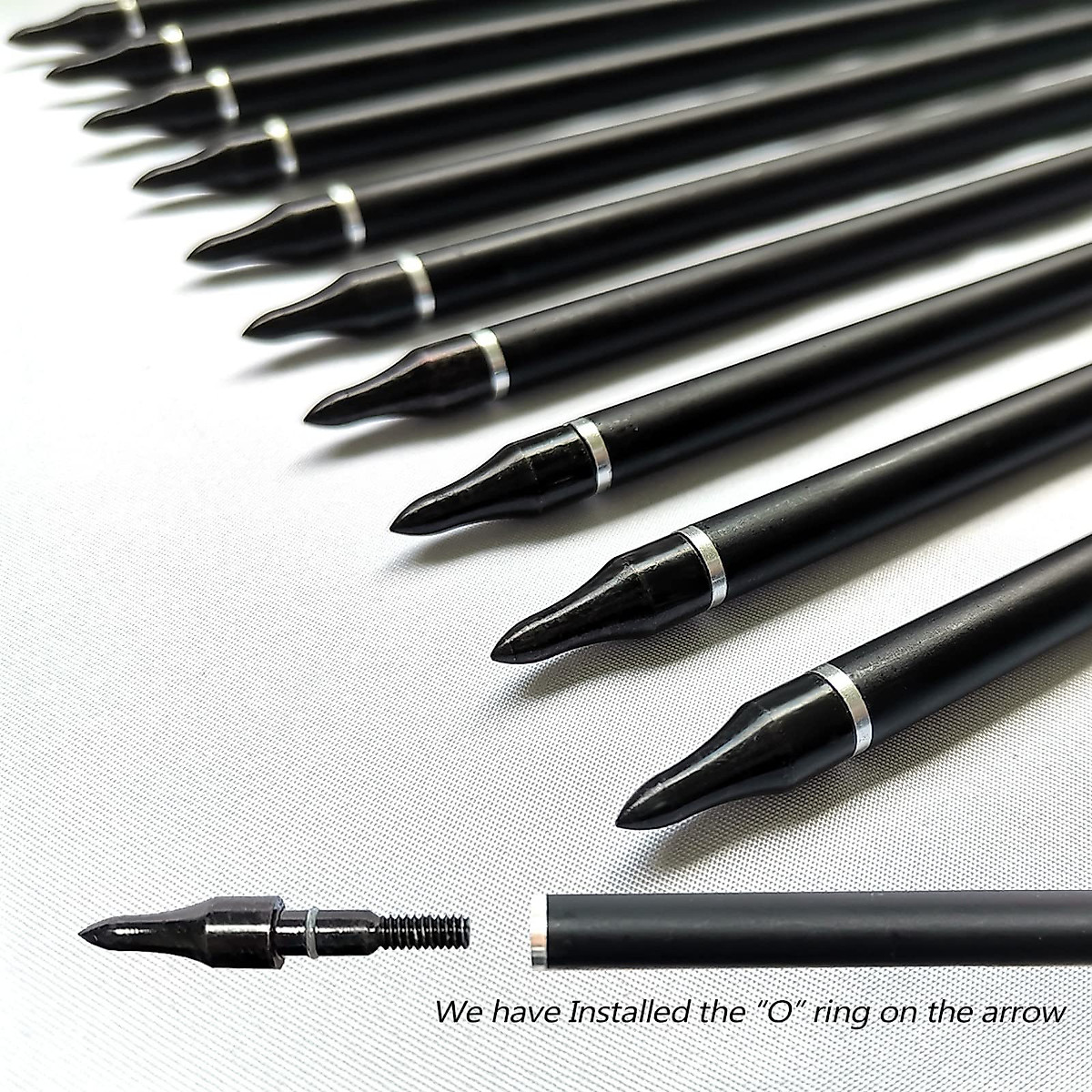 Lanneret Archery Carbon Arrows for Compound & Recurve Bows，32Inch Carbon Practice Bow Arrow with Removable for Youth Compound & Recurve Bow Target (Pack of 12) Black