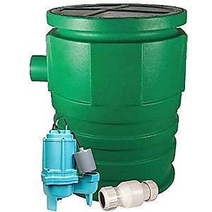 Little Giant WCR-9SS 115 Volt, 4/10 HP, 4800 GPH Sewage/Effluent/Wastewater Collection and Removal System, Steel Cover, Green/Blue, 509082