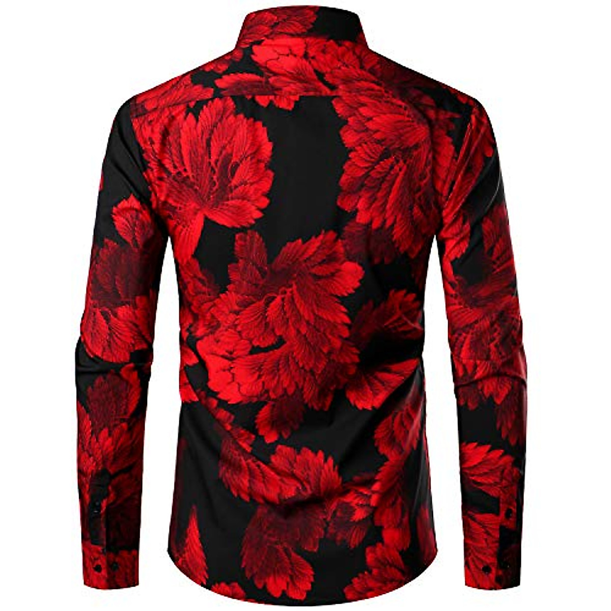 ZEROYAA Men's Hipster Urban Design 3D Printed Slim Fit Long Sleeve Button Up Dress Shirts ZLCL30-Red XX-Large
