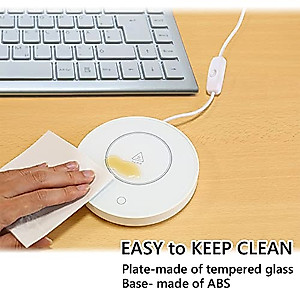 Japard Mug Warmer Coffee Mug Heater for Desk USB, Round Design, Heating Function 122 ℉ -140 ℉, Beverage Heater for Home, White, Drink Warmer for Desk USB