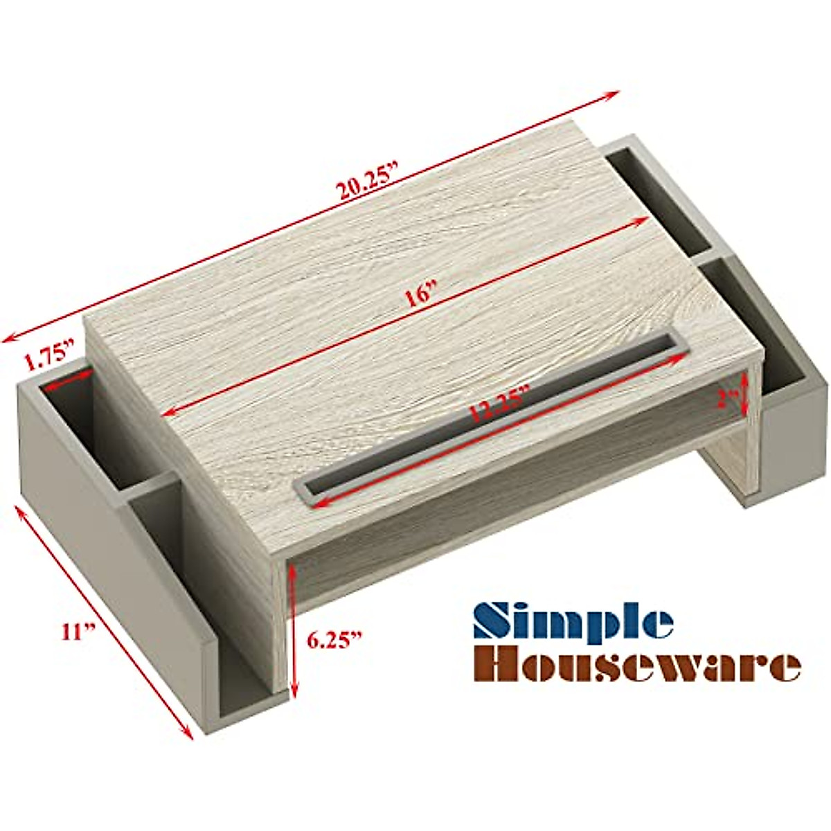 Simple Houseware Desk Monitor Stand Riser with Adjustable Organizer Tray, Maple