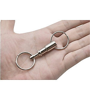 Pinenjoy 10Pcs Quick Release Keychain Detachable Pull Apart Key Rings Heavy Duty Dual Split Snap Lock Holder Silver Double Spring Key Accessory