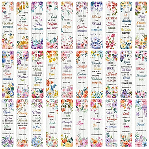 120 Pieces Bible Verses Bookmarks with Hollow Cross for Women Scripture Bookmarks Christian Book Markers for Women Men Church Gifts Supplies (Wood Flower)