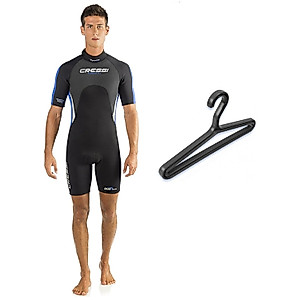 Cressi Men's Tahiti 2.5mm Shorty Suit with Wetsuit Hanger, Black/Blue, Large/4