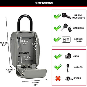 Master Lock Heavy Duty Key Lock Box, Outdoor Lock Box for House Keys, Key Safe and Combination Lock, 5 Key Capacity, 5414EC