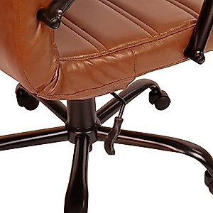 Flash Furniture Whitney Mid-Back Desk Chair - Brown LeatherSoft Executive Swivel Office Chair with Black Frame - Swivel Arm Chair