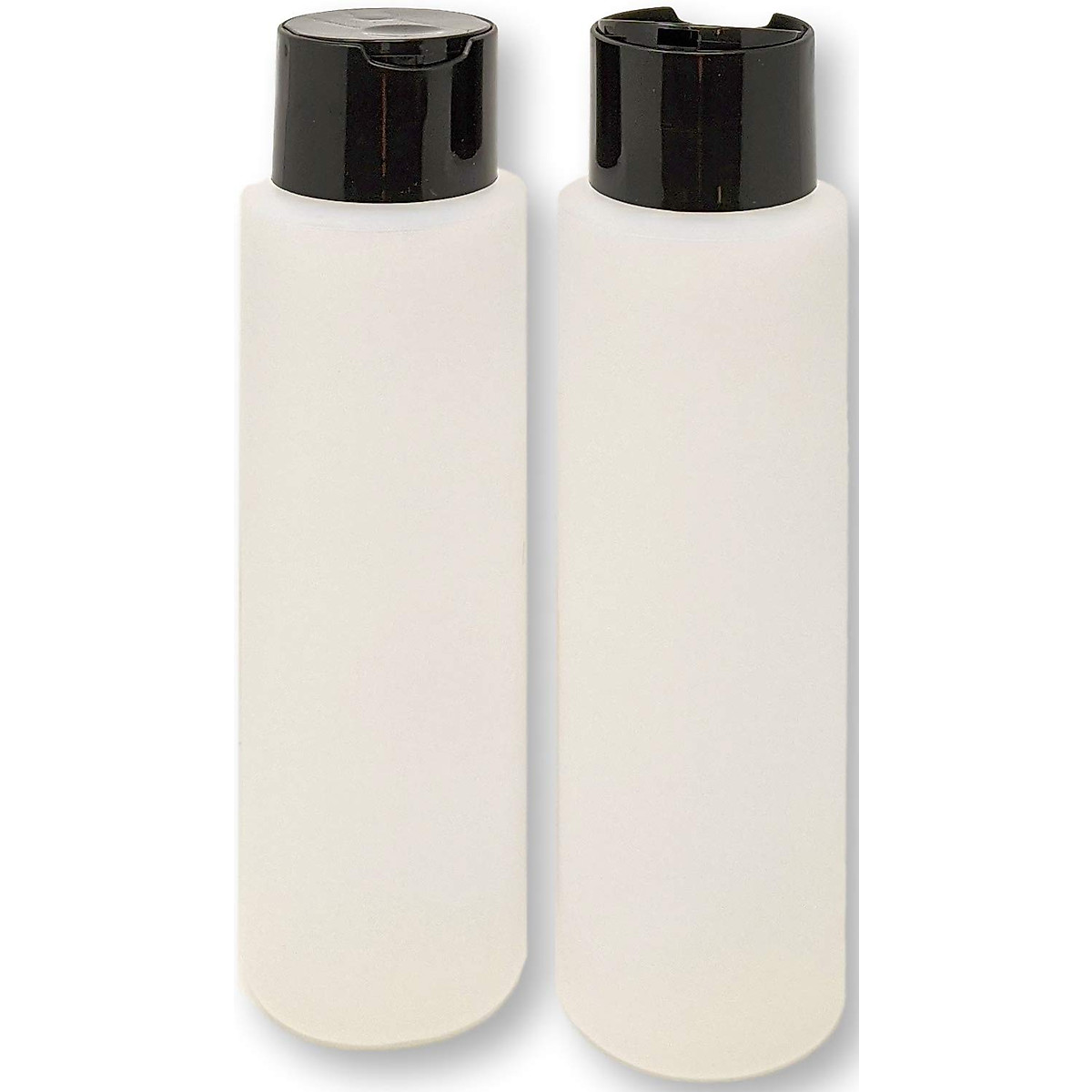 Earth's Essentials 2 Pack Refillable 16 Ounce HDPE Squeeze Bottles With Stand On The Cap Dispenser Tops-Great For Lotions, Shampoos, Conditioners and Massage Oils From (BLACK CAP)