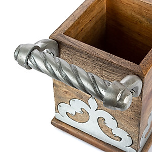 Heritage Collection Wood and Inlay Metal Flatware Caddy