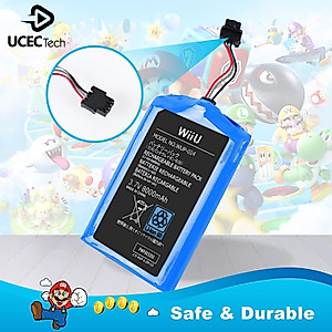UCEC 8000mAh Wii U Gamepad Battery Replacement Rechargeable Battery Pack Wii Accessories for Nintendo Wii U Gamepad