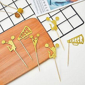 36 Pieces Cheerleader Cupcake Toppers Glitter Cheerleading Gymnastics Cupcake Picks Cheer Team Cake Decorations Gymnast Girl Toothpicks Cake Decor for Girls Birthday Party Favors Supplies