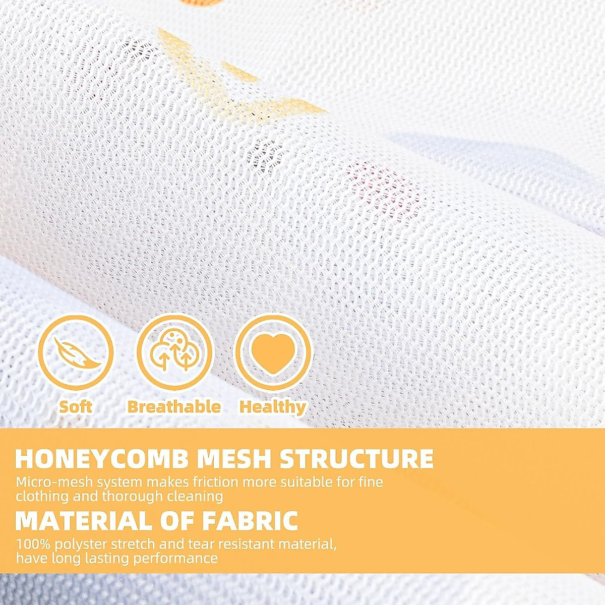 5Pcs Durable Mesh Laundry Bag, Durable Laundry Bags with Premium Zipper (5pcs Sunny)