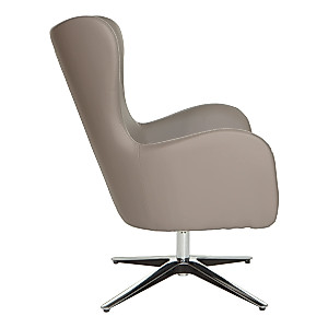 Office Star Wilma Swivel Faux Leather Arm Chair with 4-Star Aluminum Base, Dillon Stratus Grey