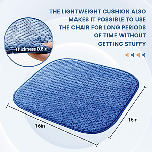 BSAOUTZ Memory Foam Dining Chair Cushions Set of 4, Non Slip Biscuit Cushion for Desk Chair, Washable Soft Kitchen Chair Cushions, Stay in Place Backing Seat Pad Cushion, 16" x16" Blue