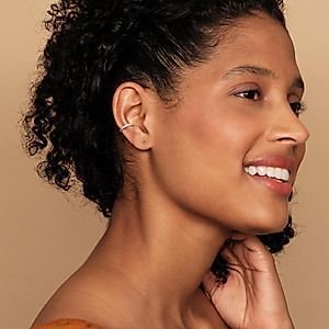 PAVOI 14K White Gold Plated 2.5mm Cubic Zirconia Sparkling Round Huggie Ear Cuff Gold Earrings for Women | Clip On Cartilage