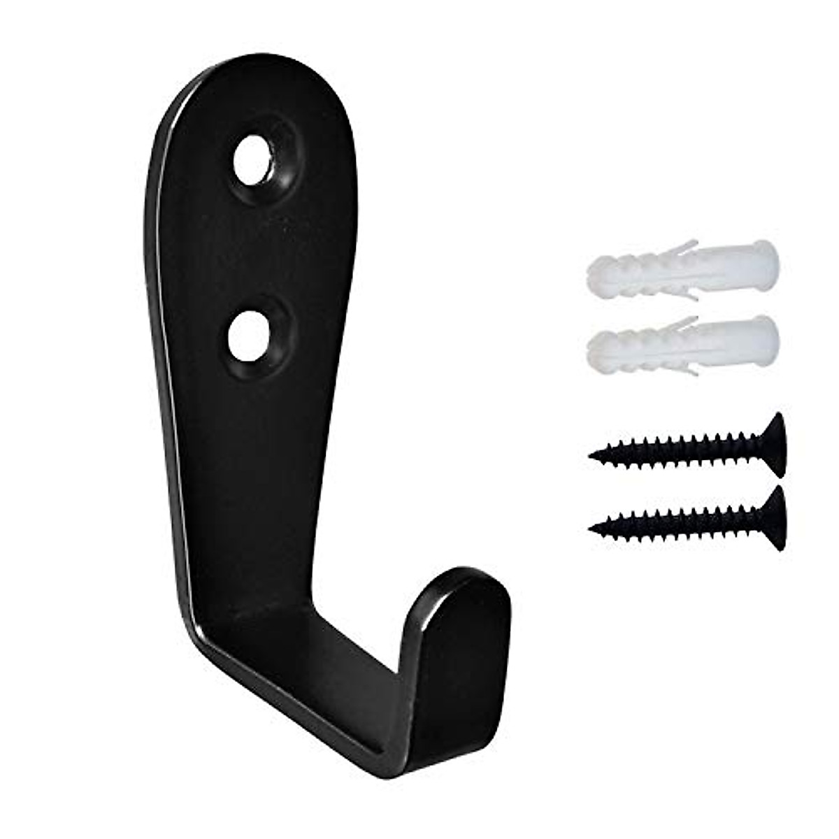 NBGRLVS 8 Pcs Black Coat Hooks for Wall, Heavy Duty Hooks for Hanging Coats No Rust Hooks Wall Mounted with Screws and Anchor for Key, Towel, Bags, Cup, Hat Indoor and Outdoor (L Shape)