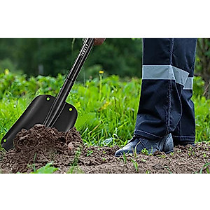 YOHEER Aluminum Utility Shovel, 3 Sections Detachable Snow Shovel Perfect for Autocross , Camping and Other Outdoor Activities (Black)